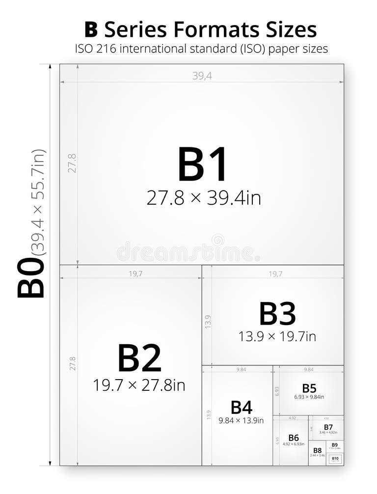 Size Series Paper Sheets Comparison Chart Stock Illustrations – 18 Size ...