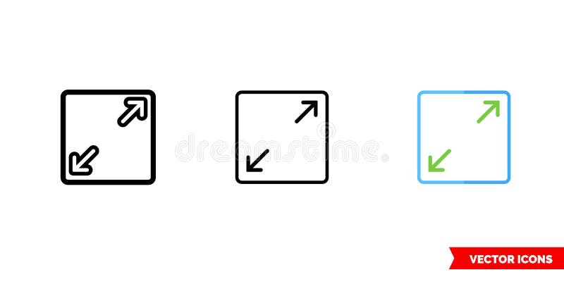 Size Icon Of 3 Types Color Black And White Outline Isolated Vector