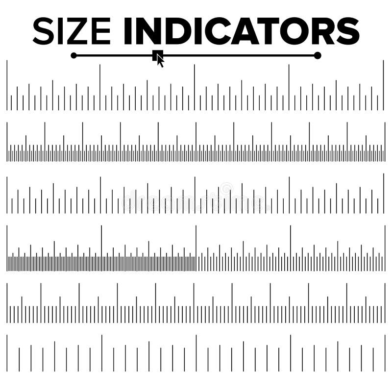 Size Indicator Set Vector. Ruler Scale Distances. Graduation. Size ...