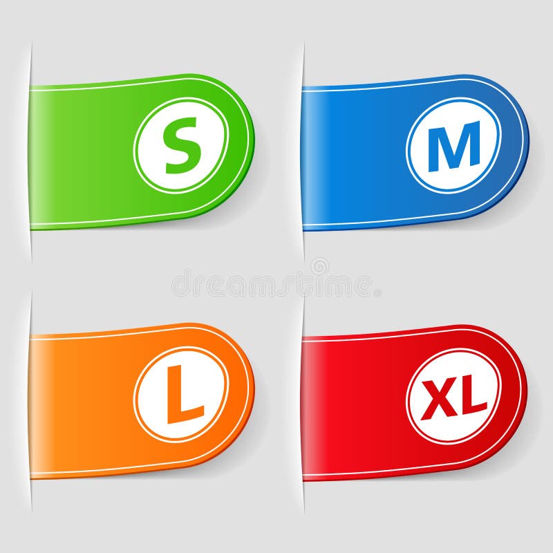 Size labels stock vector. Illustration of badge, large - 34896585