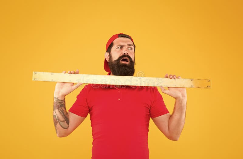 Size of Parcel. Post Office Worker with Ruler. Big Size. Measuring Tool ...