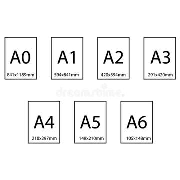 Size Series Paper Sheets Comparison Chart Stock Illustrations – 18 Size ...