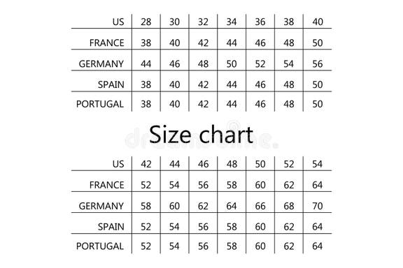 Clothes Size Table Stock Illustrations – 124 Clothes Size Table Stock ...