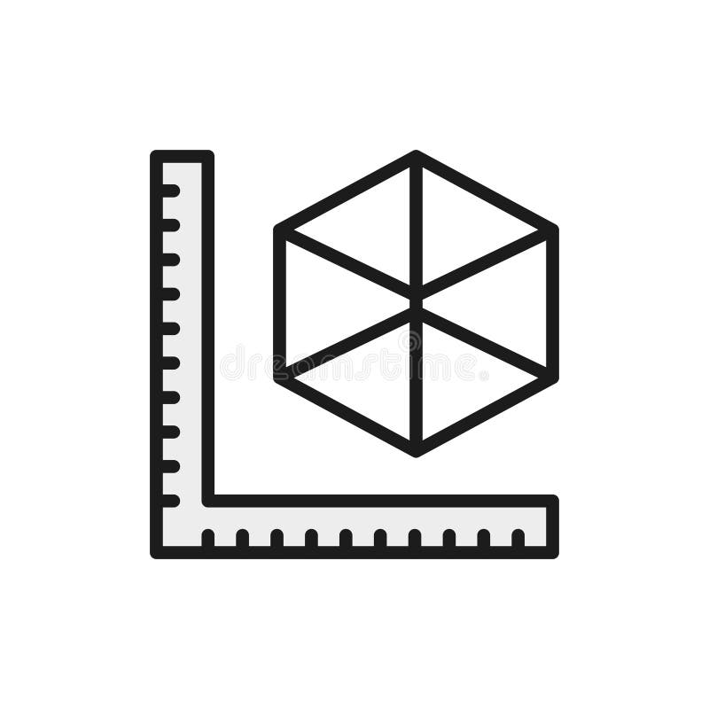 3D Modeling, 3 Dimensional Model, Cube Geometric Shape Flat Color Line ...