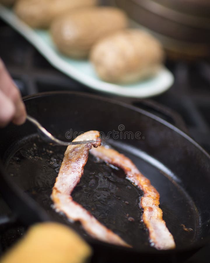 Sizzling bacon stock image. Image of pork, strip, meat - 49379439