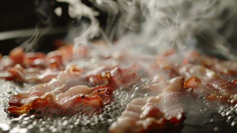 Sizzling Bacon in Pan, Inviting Aroma, High Resolution Realistic Image ...