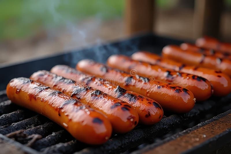 Sizzling BBQ Dogs stock illustration. Illustration of dogs - 372273285