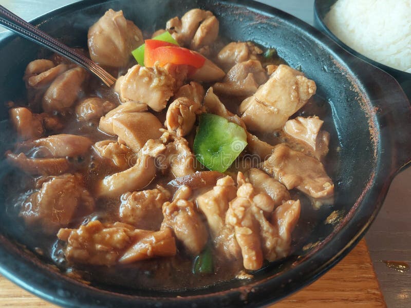 Sizzling Chicken Pot stock image. Image of cooked, vegetable - 295604067