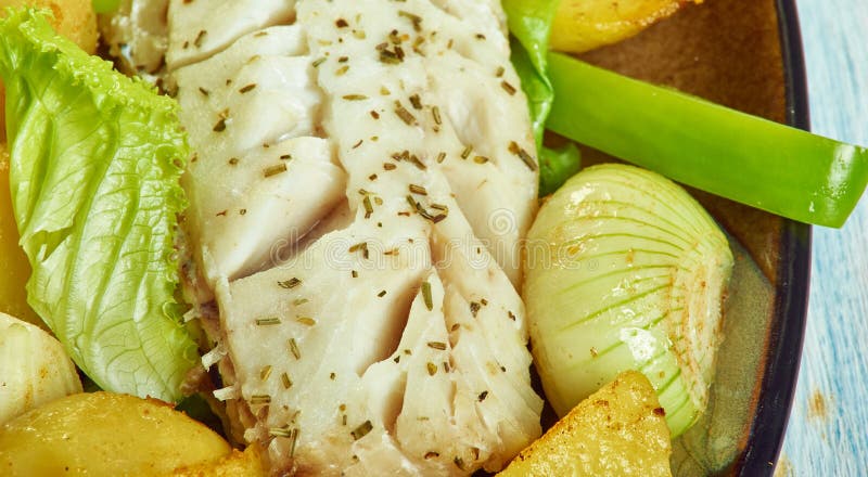 Sizzling cod stock image. Image of meal, seafood, dish - 183727709