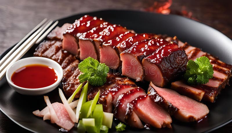 Delicious Grilled Duck Slices Japanese Sauce Stock Photos - Free ...