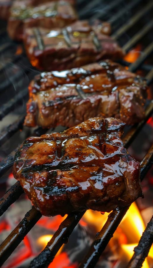 Sizzling Marinated Steak on the Grill with Beer and Brown Sugar Glaze ...