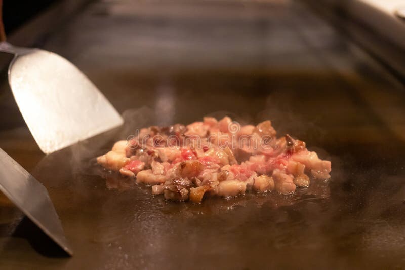 Sizzling Meat Cooking on a Hot Grill Surface Stock Photo - Image of ...