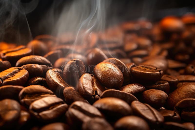 Sizzling Roasted Coffee Beans. Generative Ai. Stock Illustration ...
