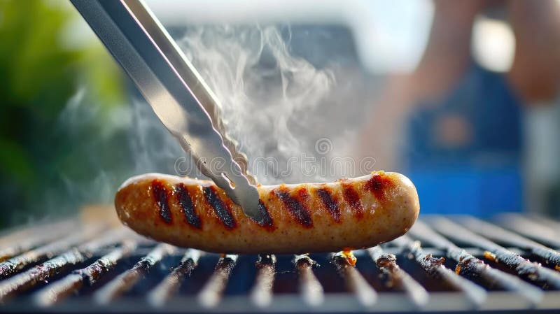 Sizzling Sausage with Authentic Grill Marks. Stock Illustration ...