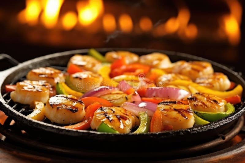 Sizzling Scallops on a Sizzling Plate Stock Photo - Image of restaurant ...