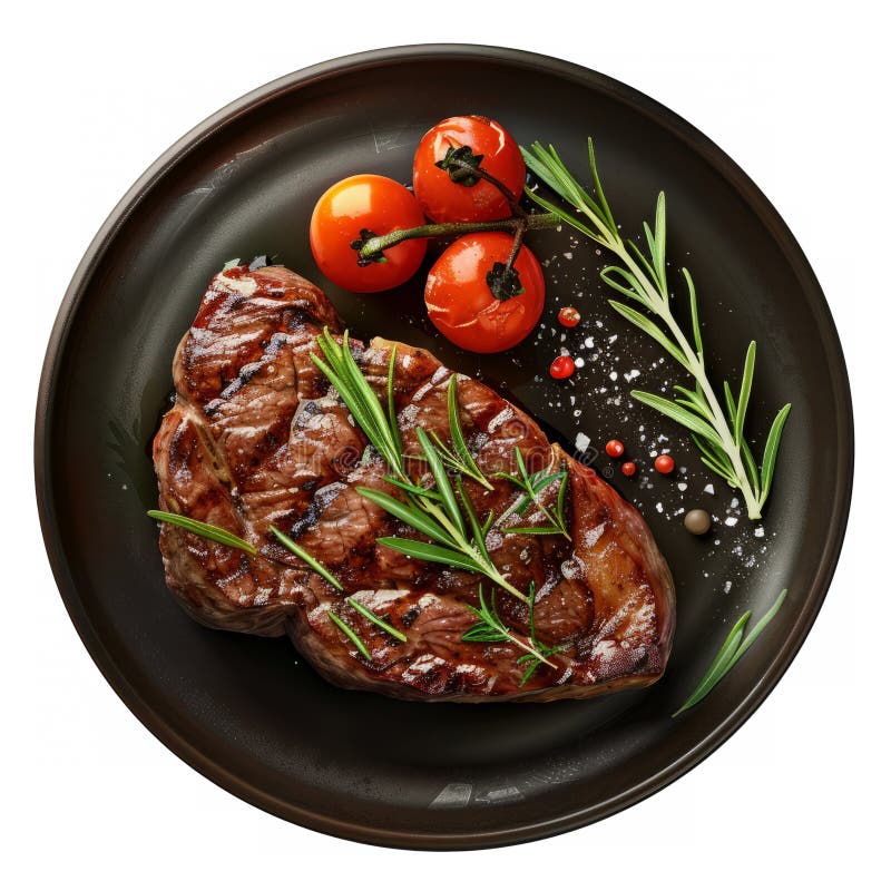 Sizzling Steak Platter: an Overhead View of a Perfectly Cooked Steak on ...