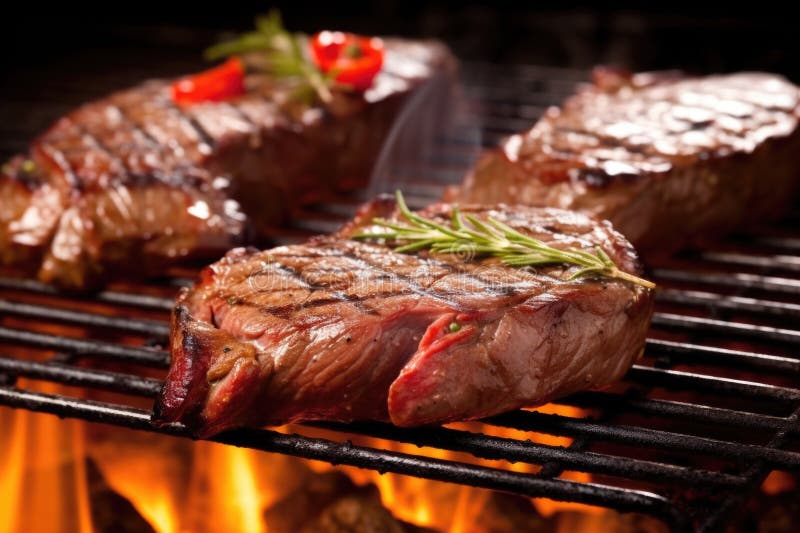 Sizzling Steaks on a Hot Bbq Grill Stock Image - Image of delicious ...