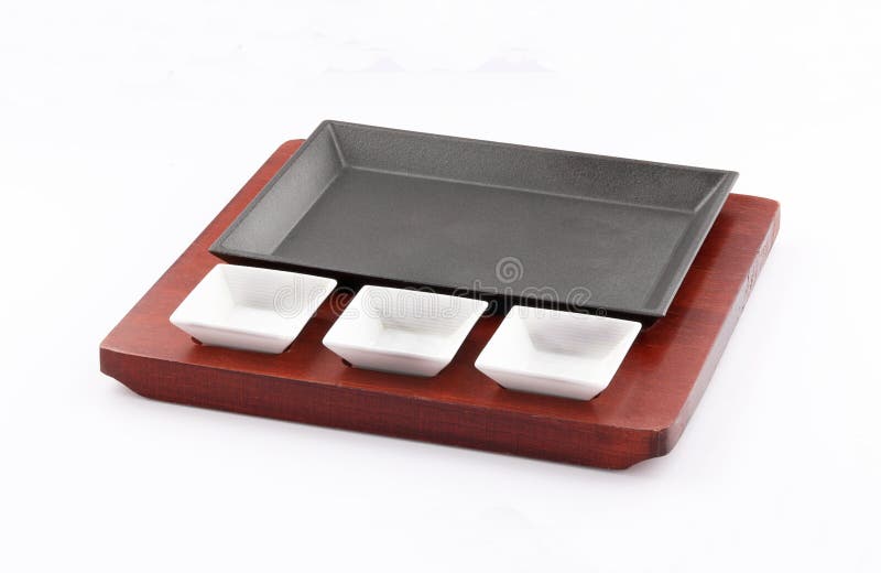 Sizzling Wood Metal Plate Clean and Empty on White Background Stock ...
