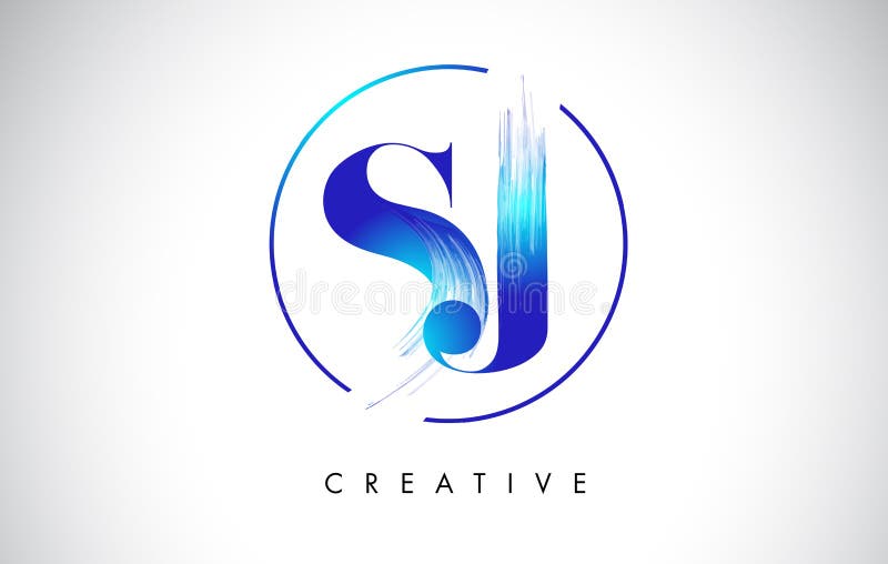 SJ Brush Stroke Letter Logo Design. Blue Paint Logo Leters Icon Stock ...