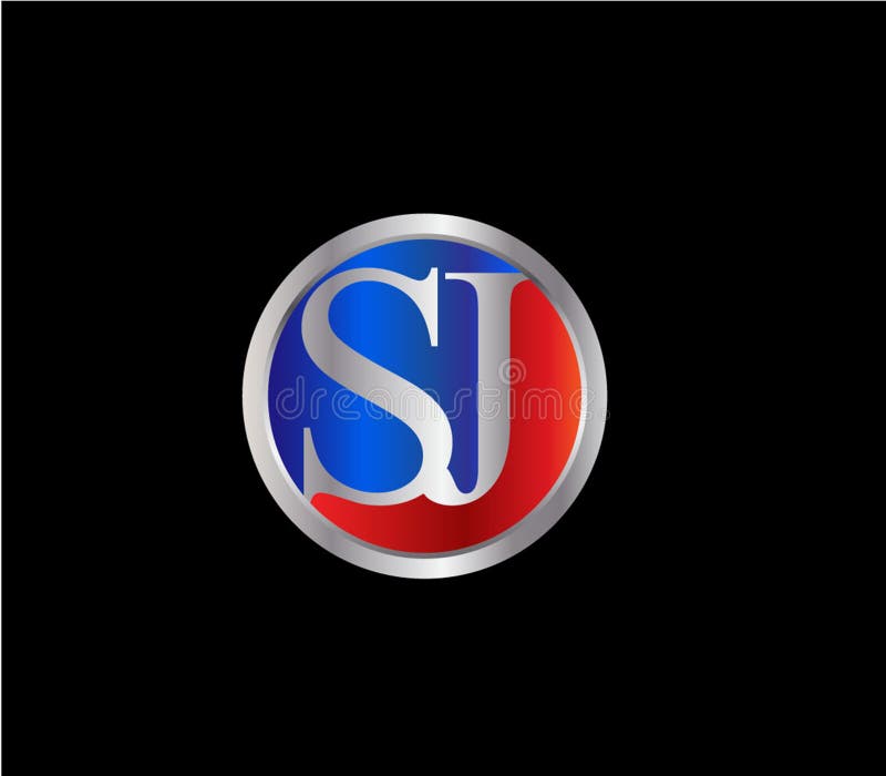 SJ Initial Circle Shape Red Blue Silver Color Later Logo Design Stock ...