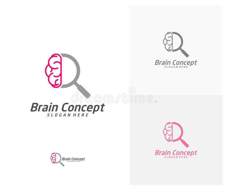 Sjabloon Voor Het Ontwerpen Van Het Brain Search-logo Van De Vector ...