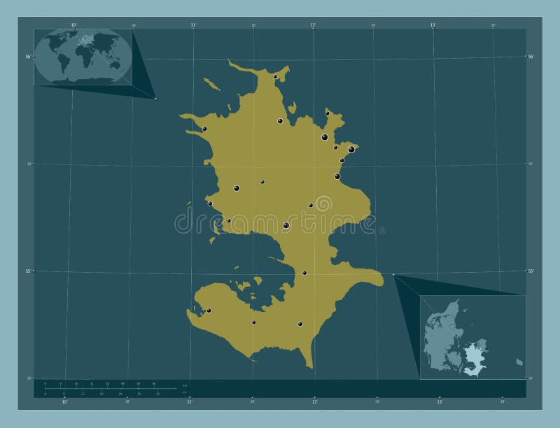 Sjlland, Denmark. Solid. Major Cities Stock Illustration - Illustration ...