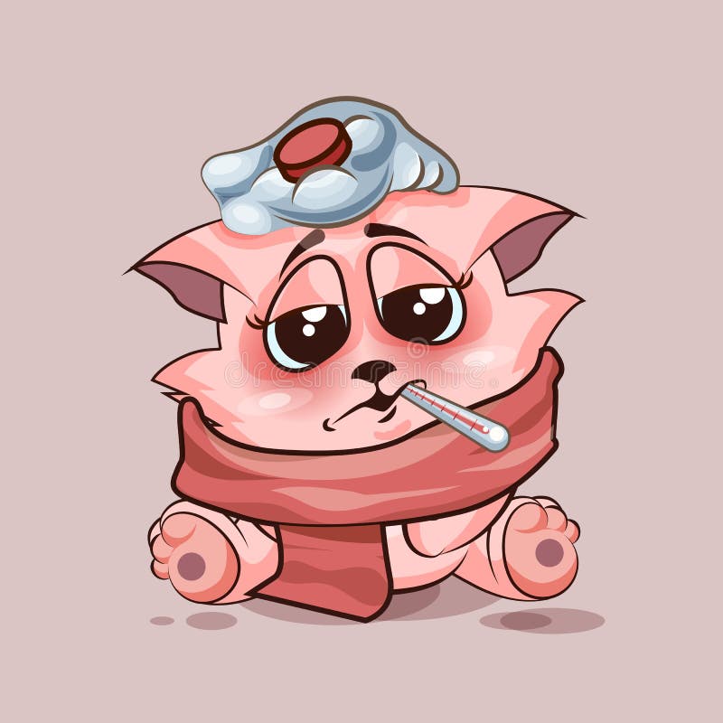 Sjuk trevlig katt stock illustrationer. Illustration av kattunge - 69065445