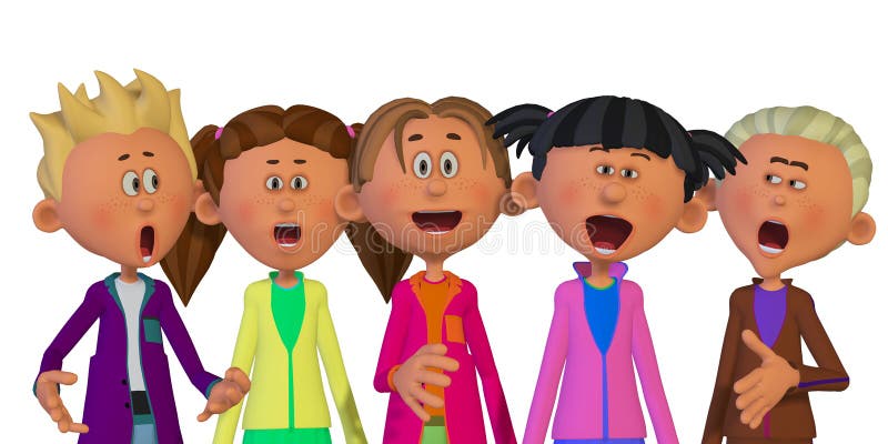 Barn som sjunger, barnkör stock illustrationer. Illustration av ungar ...