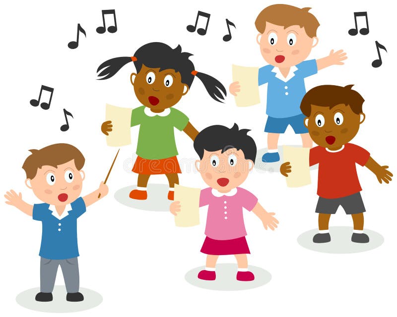 Sångande Barn. Musikskola, Barnkör Och Barnkör Sjunger Tecknad ...