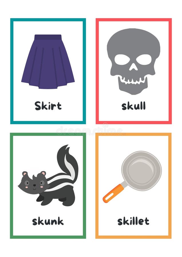 Sk Consonant Blend Flashcards - 2 Stock Illustration - Illustration of ...