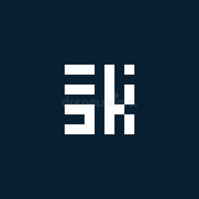 SK Initial Monogram Logo with Geometric Style Stock Illustration ...