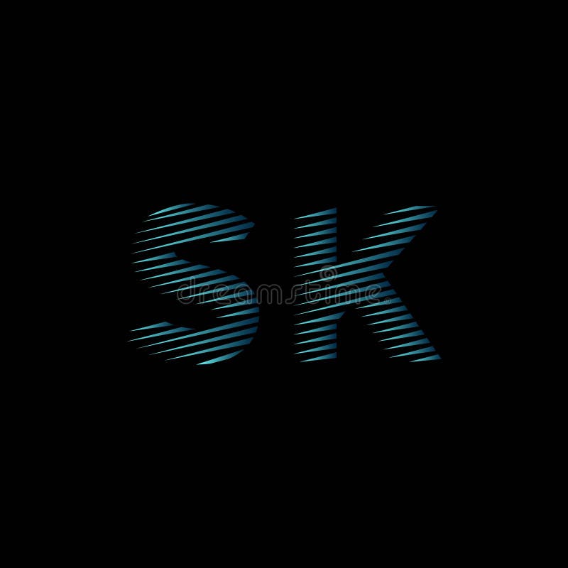 SK Monogram Lines Style Blue Light Vector Stock Vector - Illustration ...