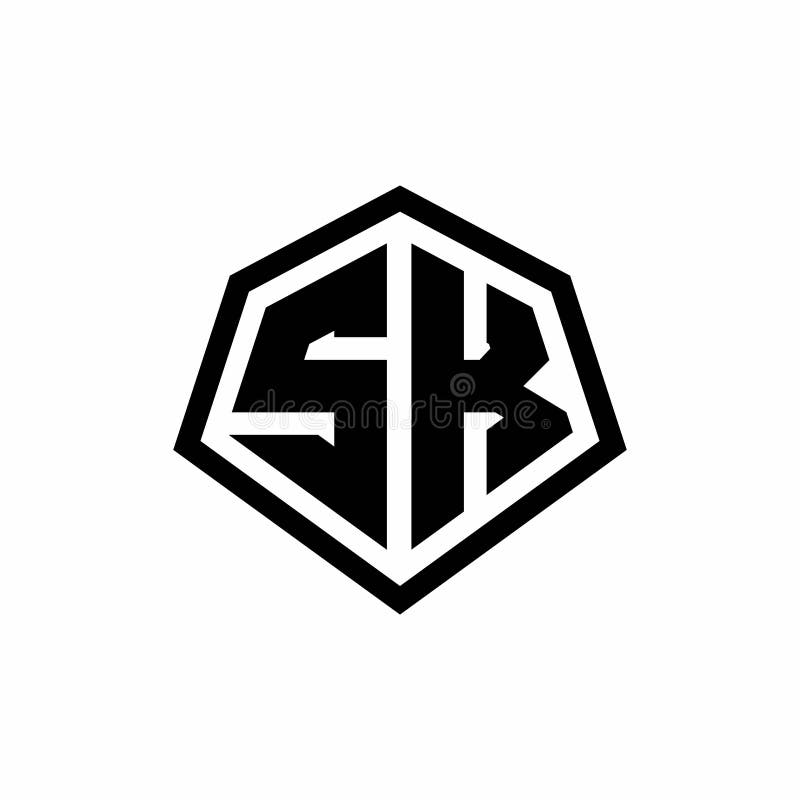 SK Monogram Logo with Hexagon Shape and Line Rounded Style Design ...