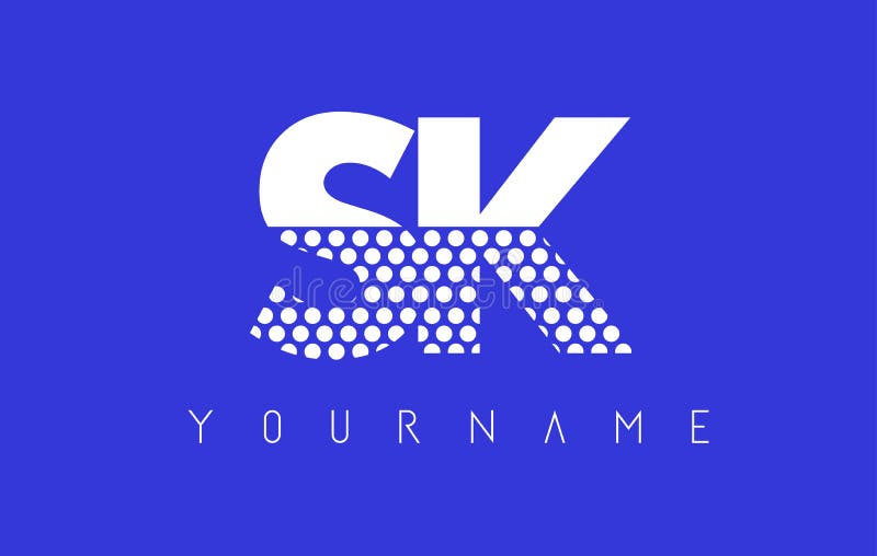 SK S K Dotted Letter Logo Design with Blue Background. Stock Vector ...