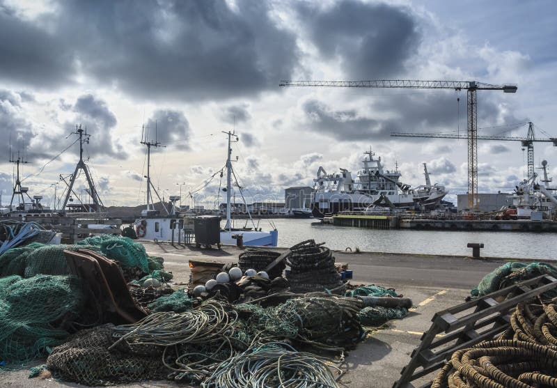 Skagen Harbor with Shipyard in Background Stock Photo - Image of ...