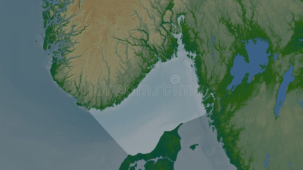 Skagerrak Highlighted. Physical Map Stock Illustration - Illustration ...