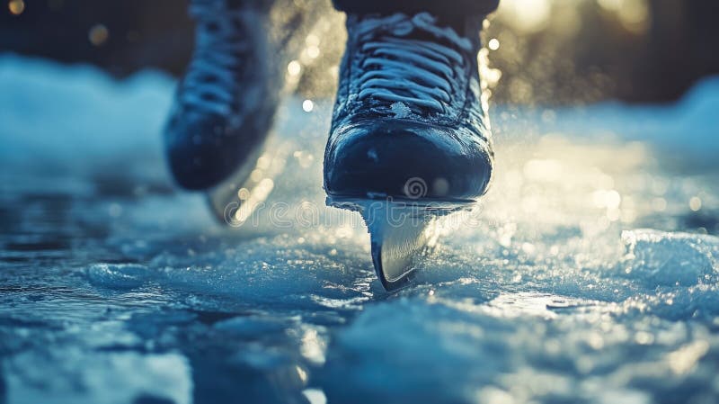Skate Blade with Bright Reflections Over Frozen Ice. Stock Illustration ...