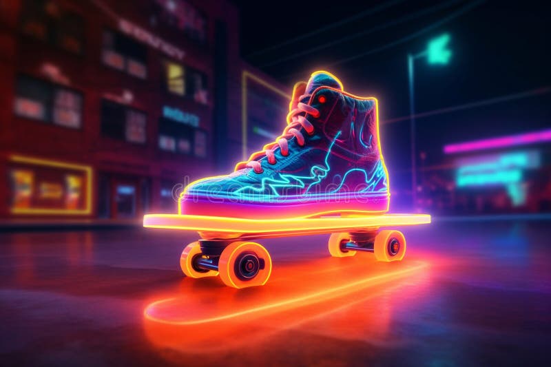 Skate neon. stock illustration. Illustration of style - 299594455