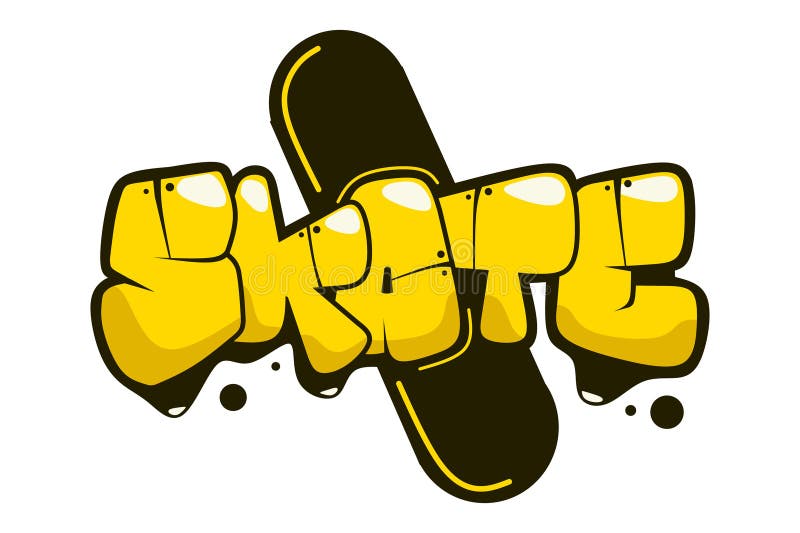 Skate Word Graffiti Text Sticker Illustration Stock Vector ...