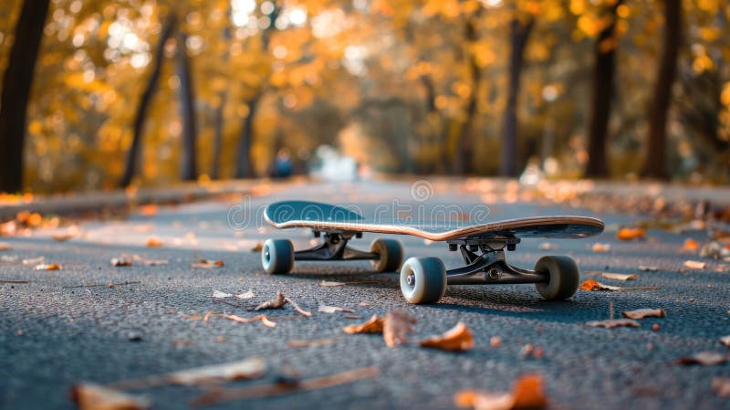 Skateboard on an Asphalt Path in the Park Stock Photo - Image of ...