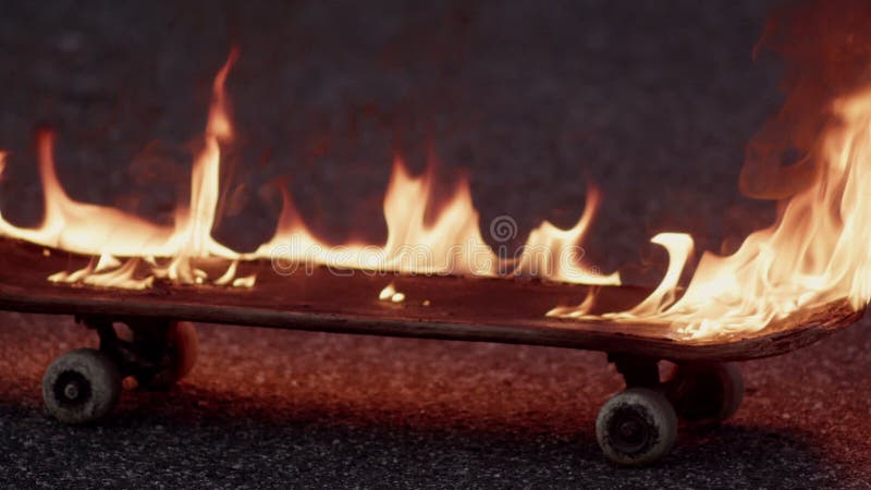 Skateboard on fire stock video. Video of streets, speed - 74618205