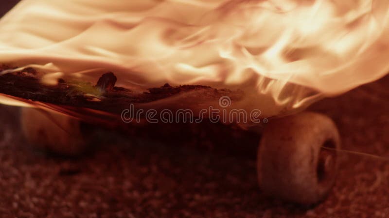Skateboard on fire stock video. Video of streets, speed - 74618205