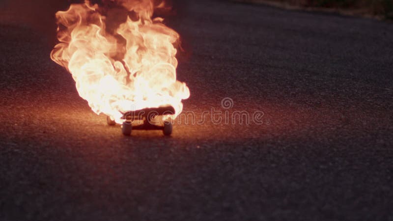Skateboard on fire stock video. Video of streets, speed - 74618205