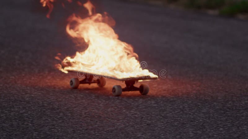 Burned skateboard stock video. Video of asphalt, dust - 74620121