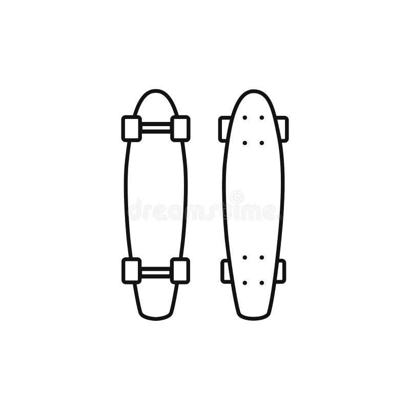 Skateboard Icons Outline Vector Set Isolated on White Background Stock ...
