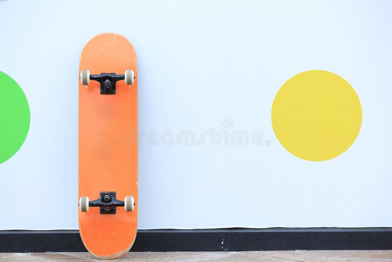Skateboard lean on wall stock image. Image of skateboard - 64209177