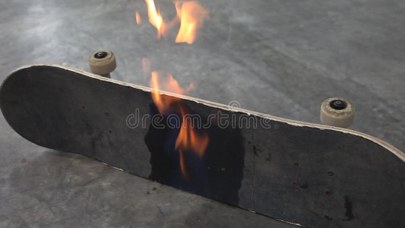 Skateboard Lit on Fire stock footage. Video of league - 258078592