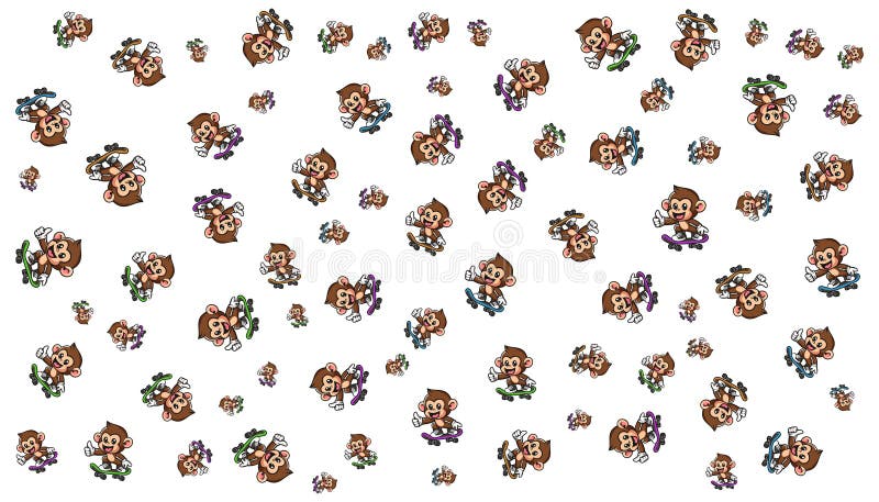 Skateboard Monkey Cartoon Random Pattern Vector Stock Illustration ...