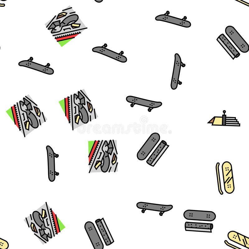 Skateboard Skate Skater Seamless Pattern Vector Stock Illustration ...