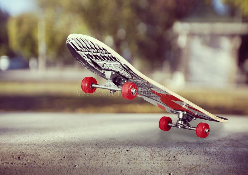 Skateboard stock image. Image of kick, upside, skateboarding - 62036345